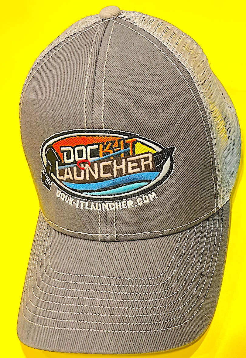 Dock-It Launcher Logo'd Hat, Velcro sizing, Gray, Blue & Camo (snap ba ...